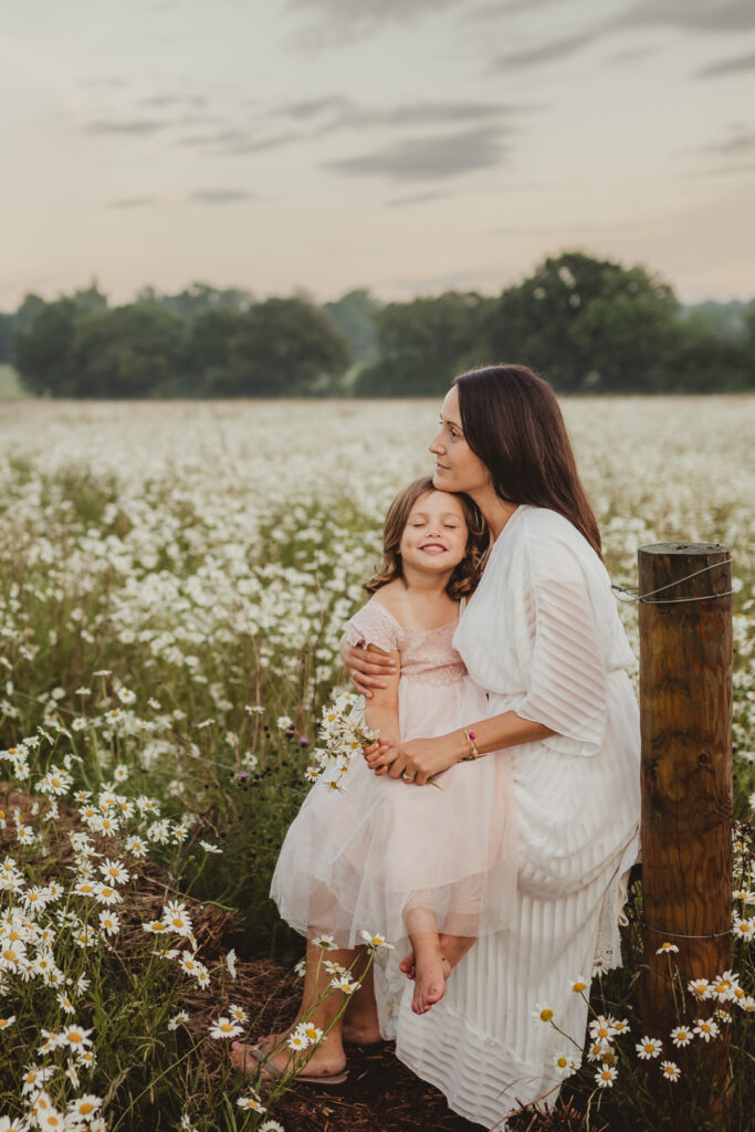 Daisy field photo shoot outdoors after a storm - and then she clicked
