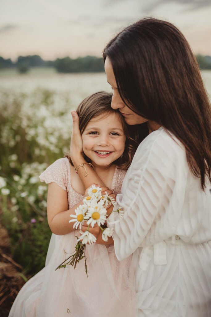 Daisy field photo shoot outdoors after a storm - and then she clicked